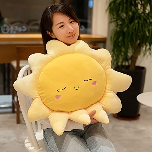 unlockgift Cuddly Plush Sun Pillow, Cloud Decorative Pillow for Bedroom, Playroom, Nursery, Cute Photo Props Pillow-01 Sun,17.5"