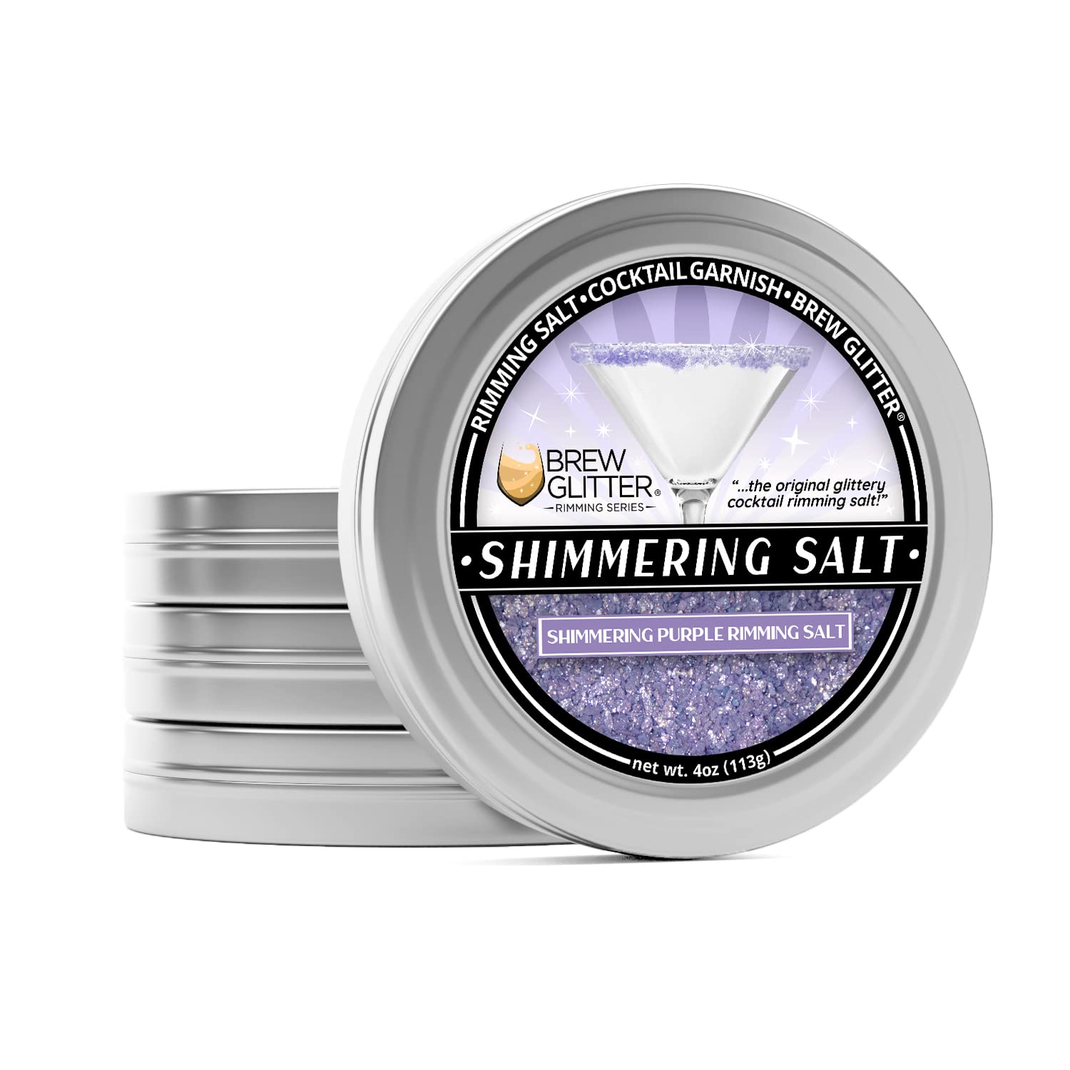 BREW GLITTER Shimmering Purple Cocktail Rimming Salt, Drink Rimmer for Beverages, Cocktails, Margaritas, Drinks, Kosher Certified, Vegan (4 oz, Shimmering Purple)