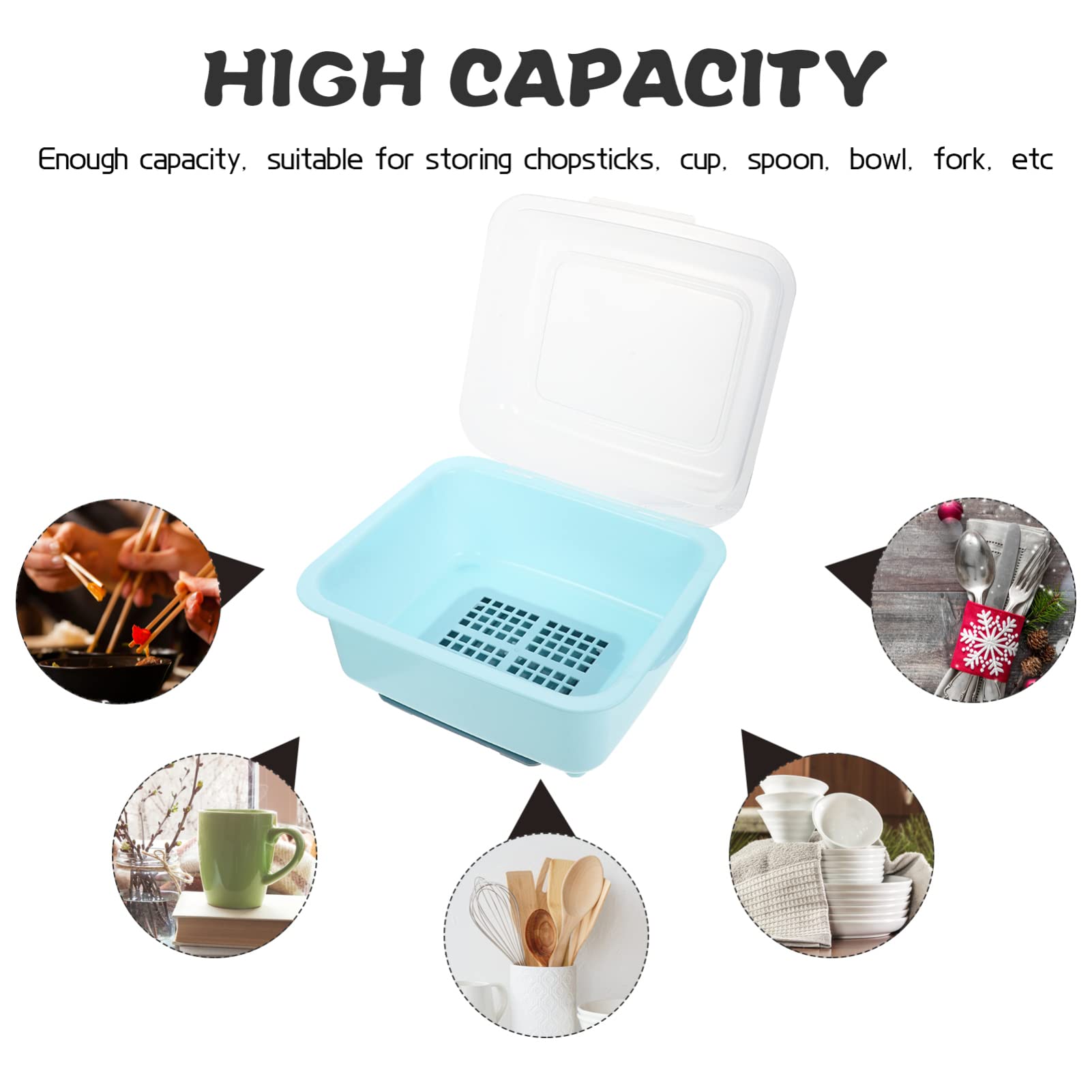 Cabilock Baby Bottle Drying Rack with Anti- Cover Nursing Bottle Storage Box Plastic Tableware Box Organizer Portable Countertop Dryer for Tea Cup Coffee Mug Bowl