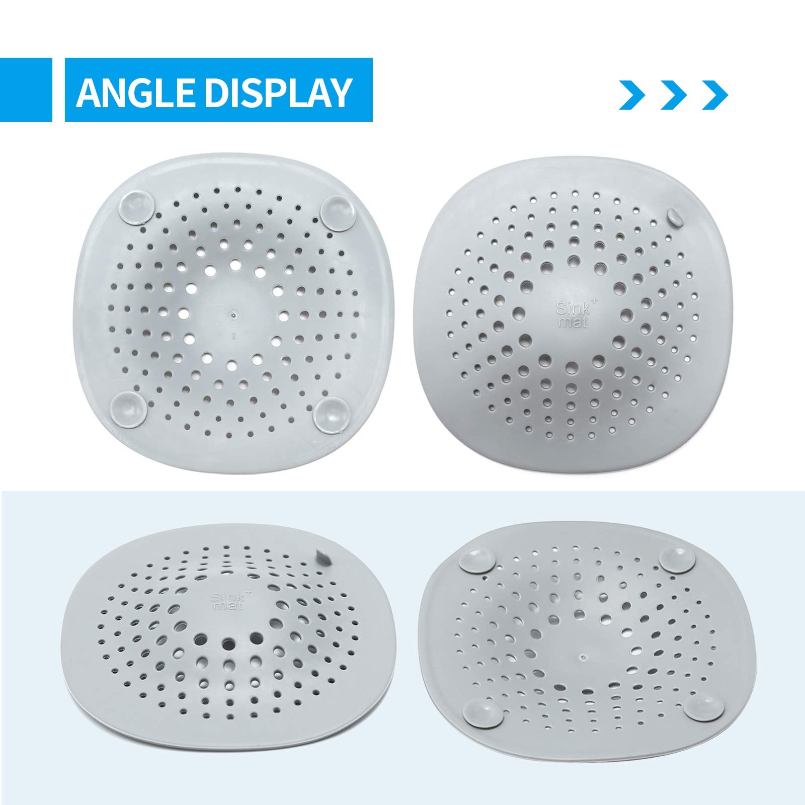 CADUFUELLY 2 Pack Hair Catcher Sink Filter Strainer Drain Stopper for Shower Silicone Hair Stopper, Sink Strainer Filter, Flat Strainer Stopper with Suction Cups for Bathroom, Kitchen, Bathtub