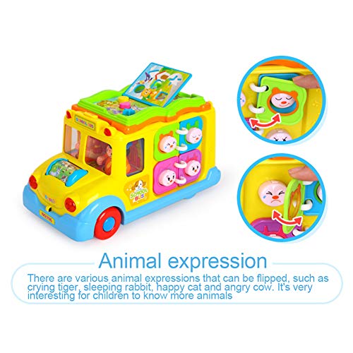 Luwsldirr Kids Cartoon Sound Light School Bus Kids Preschool Interactive Educational School Bus#