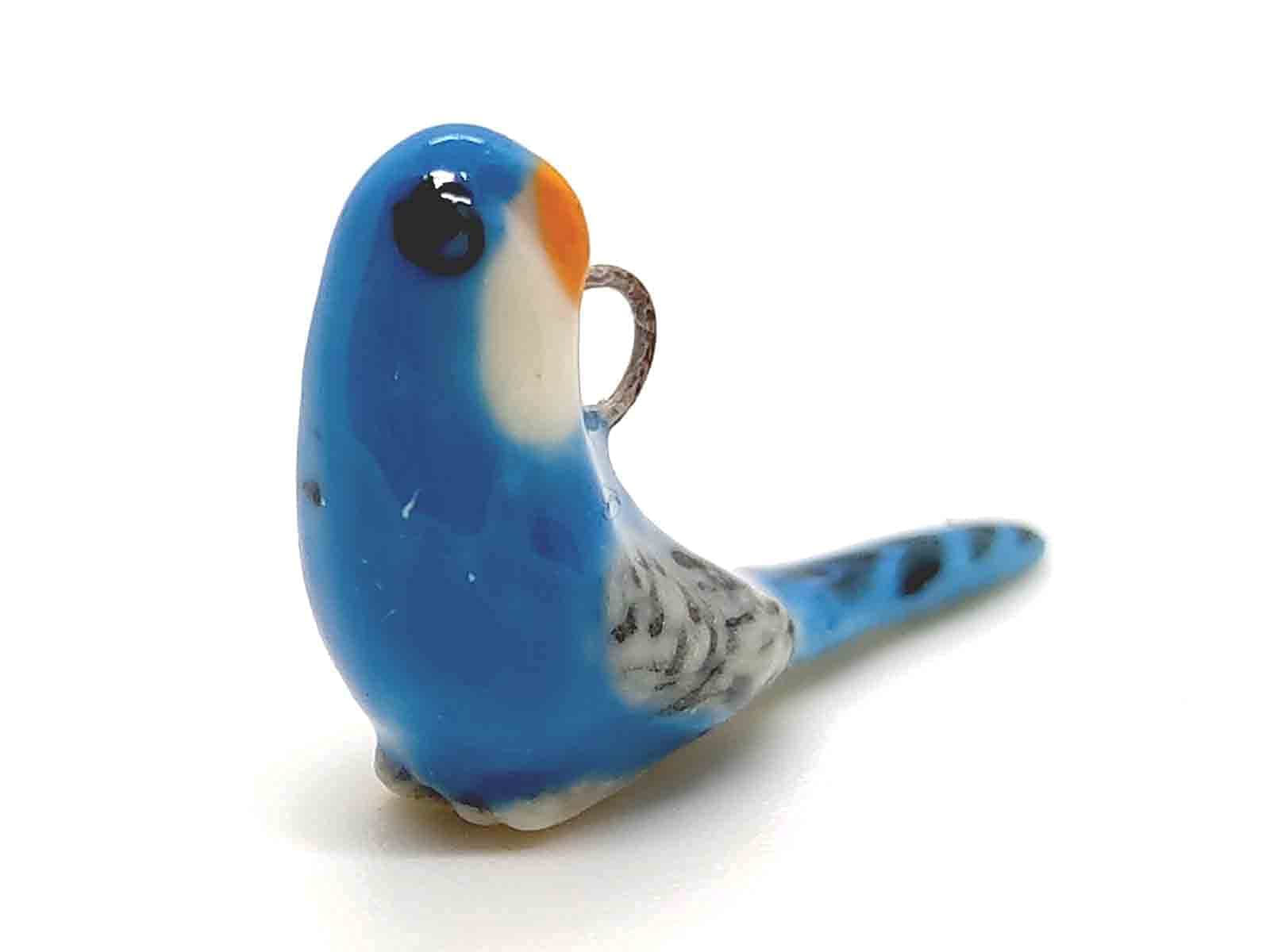 SSJSHOP Macaw Bird Micro Tiny Dollhouse Figurines Ceramic Hand Painted Animals Collectible Small Gift Home Garden Decor (Blue Pendent)