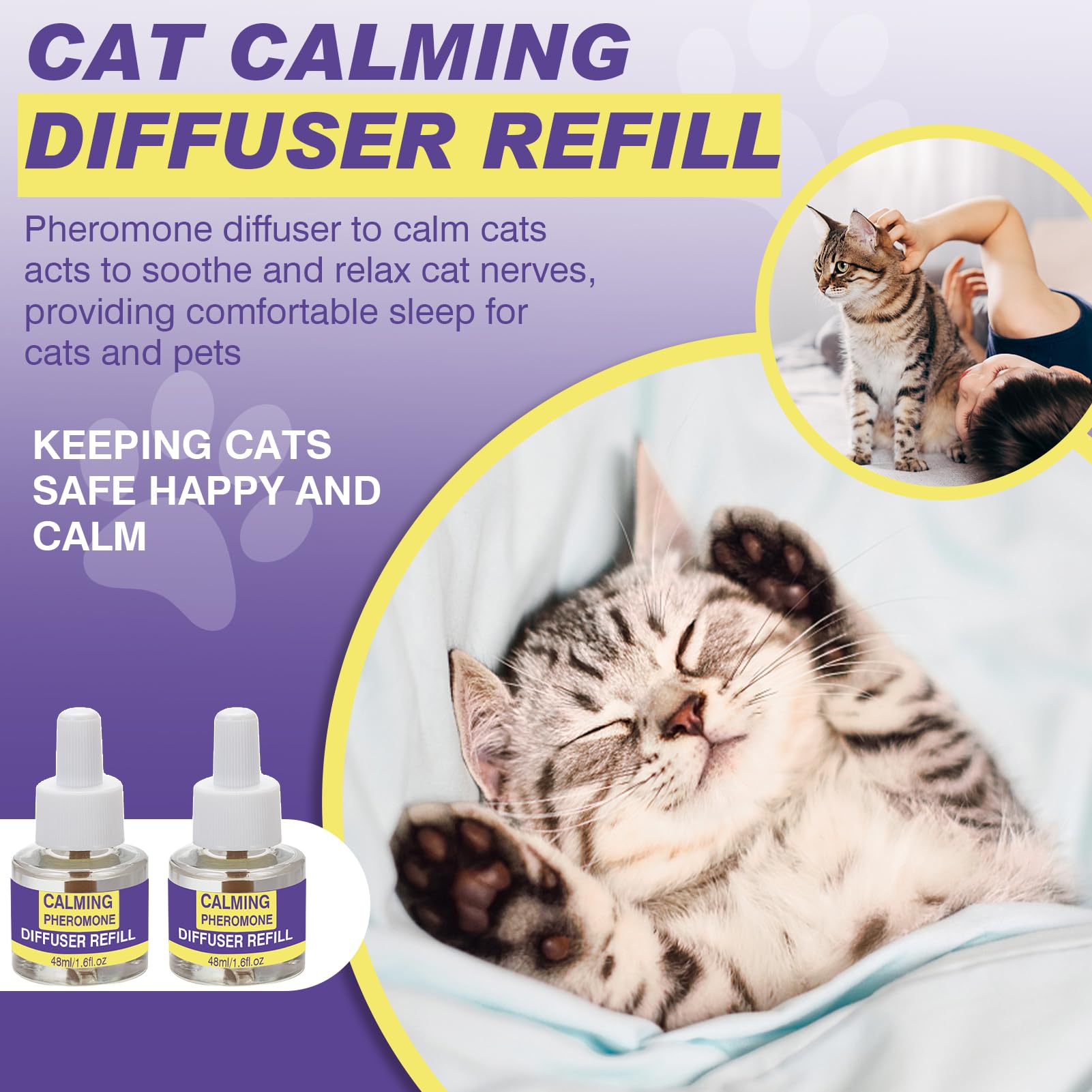 Cat Calming Diffuser Refill, 8 Pack Pheromones for Cats Multicat Diffuser Plug in Refill Pheromone to Calm Cats Soothing Feline Anxiety Stress 48ml Each Fit All Common Diffusers
