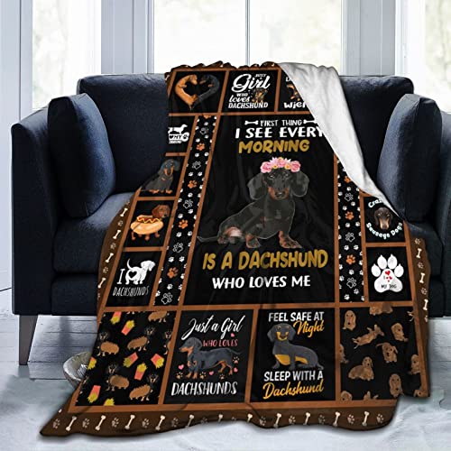 Dachshund Blanket Dachshund Dog Throw Blanket Super Soft Flannel Cozy Cute Cartoon Pet Blankets Warm Lightweight Plush Fleece Blankets for Sofa Couch Bed Gift for Kids Adults 50"x40"