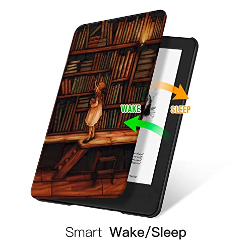 Ayotu Case for Kindle (10th Gen, 2019 Released) - PU Leather Cover with Auto Wake/Sleep-Fits Amazon Kindle 2019 (Will not fit Kindle 2022, Kindle Paperwhite or Kindle Oasis),The Library