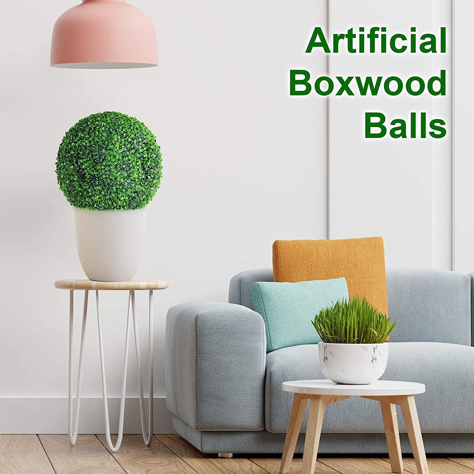 Jocund Artificial Topiary Ball, UV Protected 3 Layers Artificial Plant Topiary Ball Faux Boxwood Decorative Balls for Indoor, Outdoor, Garden, Wedding, Balcony, Backyard and Home Decor (Green -36cm)