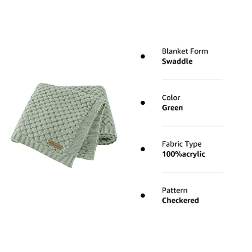 mimixiong Baby Blanket Knitted Soft Swaddling Receiving Baby Blankets for Crib Stroller Sage Green 40x30 Inch