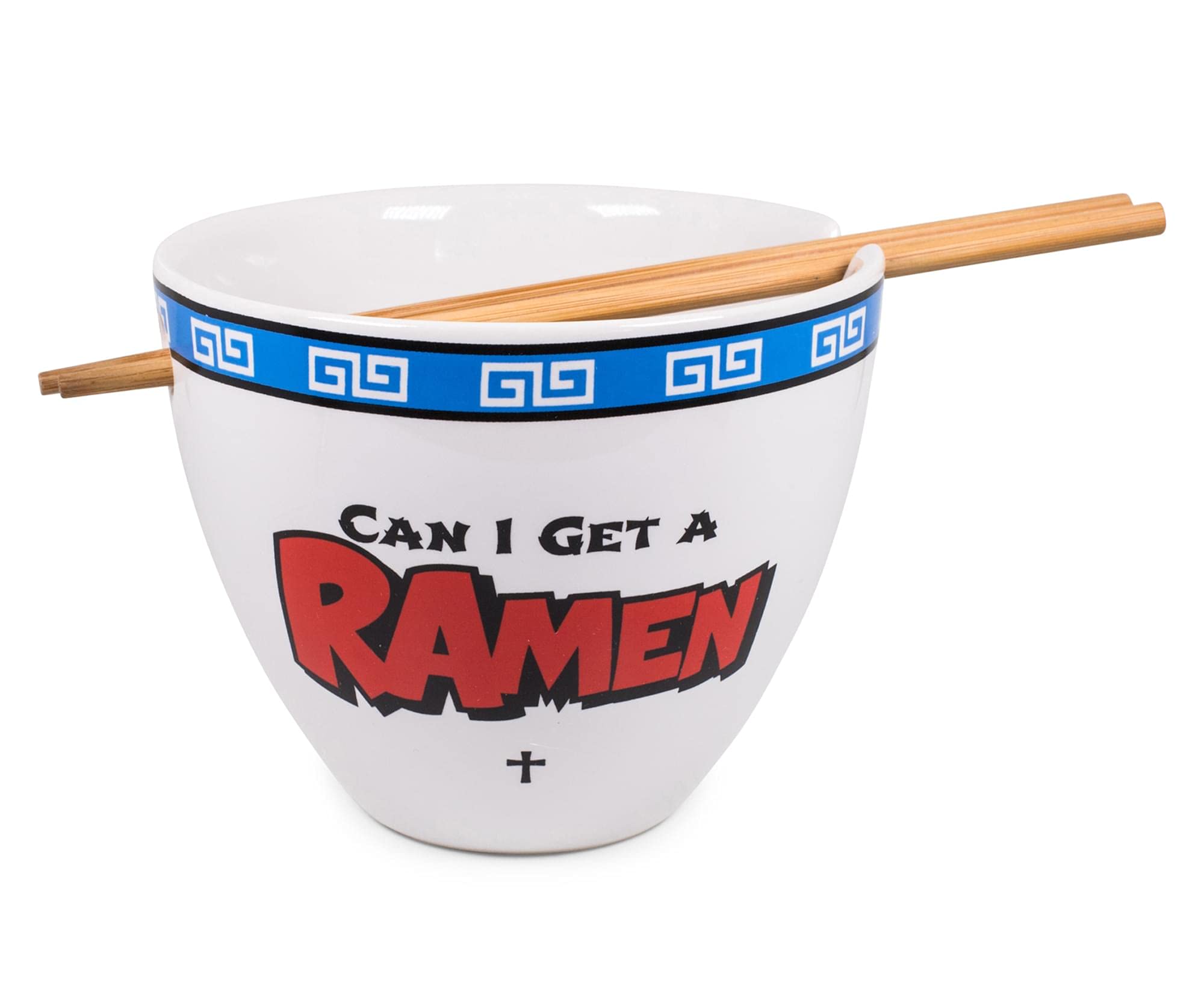 Bowl Bop Jesus Can I Get A Ramen? Japanese Ceramic Dinnerware Set | Includes 16-Ounce Ramen Noodle Bowl and Wooden Chopsticks | Asian Food Dish Set for Home & Kitchen | Funny Religious Gifts