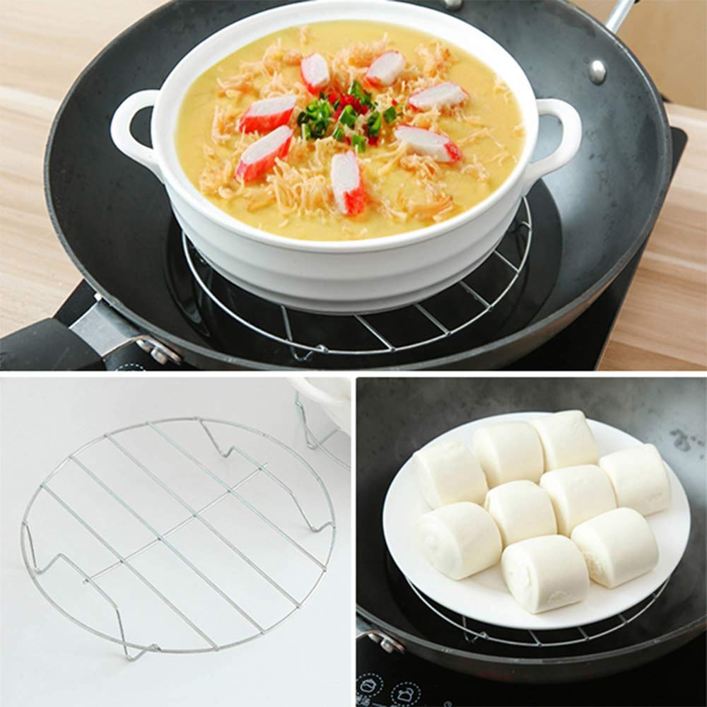 Cooking Rack Round, 9-Inch Stainless Steel Round Rack for cooking Cooling Steaming Baking, Fit Air Fryer Stockpot Instant Pot Pressure Cooker, 2 PACK -Oven & Dishwasher Safe