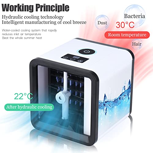 DEKBED Portable Air Conditioner, Mini AC Unit,small personal evaporating cooler, 3 speed 7 color LED lights, 4 in 1 person cooling fan touch screen, Home Room Office outdoor