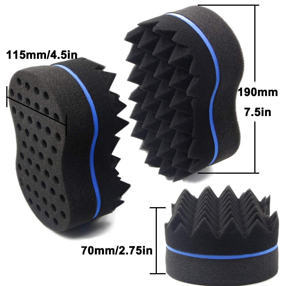 RioRand Hair Sponge Magic Barber Twist Curl Brush Sponge Dreads Locking Afro Coil Comb(Blue 4.5 Inch (Pack of 1)