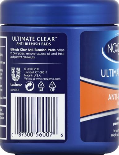Noxzema Ultimate Clear Face Pads Clears & Prevents Acne Anti-Blemish Made with Over 60% Alcohol 90 Count