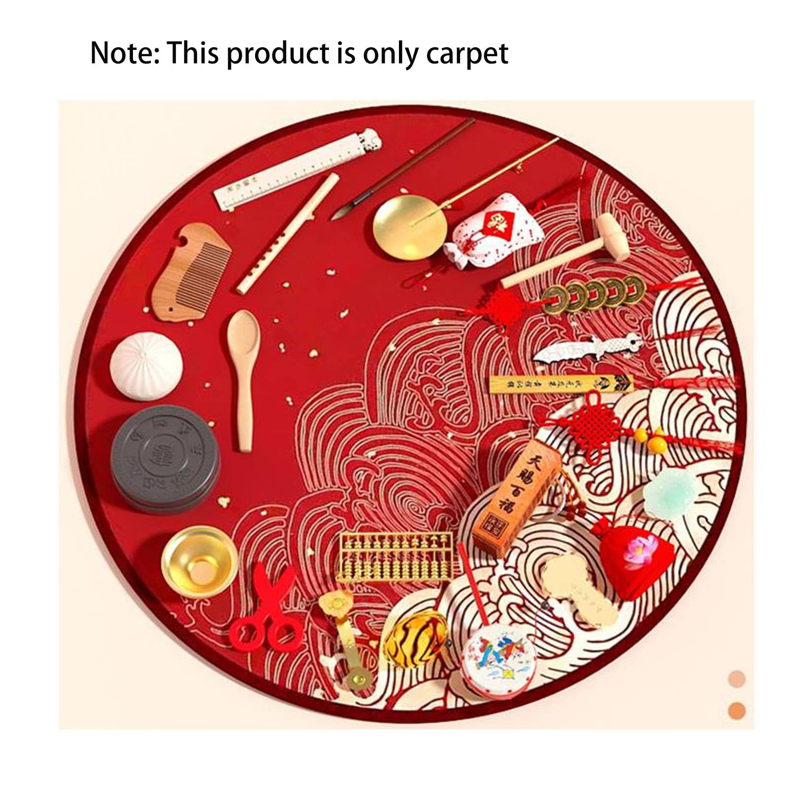 Background Carpet for Zhua zhou Set 100*100CM Unique Gifts for Celebrate Kid Fist Birthday Party(Red)
