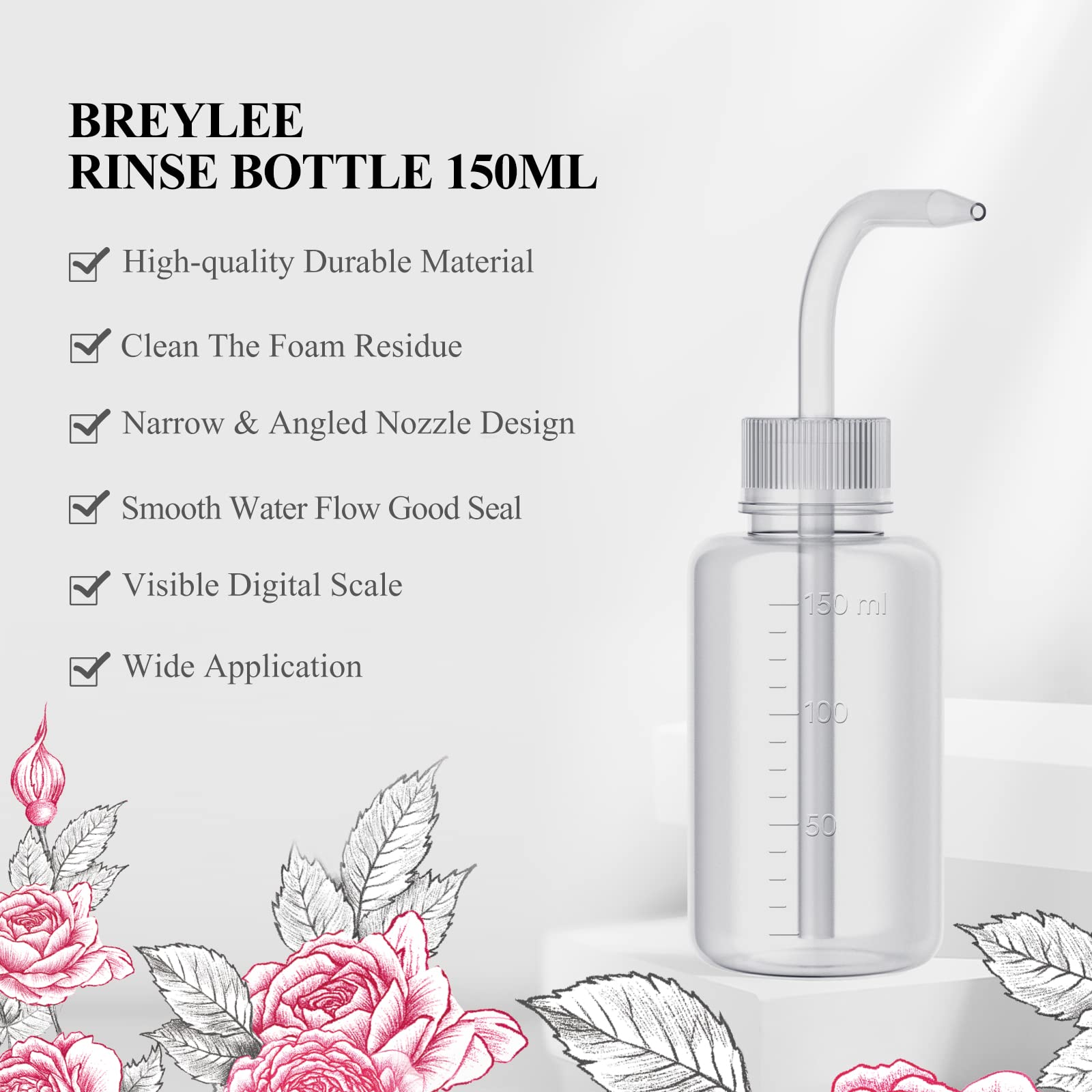 BREYLEE Shampoo for Lash Extensions, 60ml+Rinse Bottle+Brushes, Eyelash Extension Cleanser, Lash Wash Bath, Lash Cleaner, Paraben & Sulfate Free for Salon and Home Use