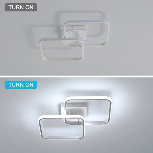 DELIPOP Ceiling Light Fixture, 23 Inch Sqaure Modern LED Ceiling Light, 42W Cold White 6500K Flush Mount Ceiling Light for Hallway Living Room Dinning Room Kitchen and Bedroom Acrylic Ceiling Lamps