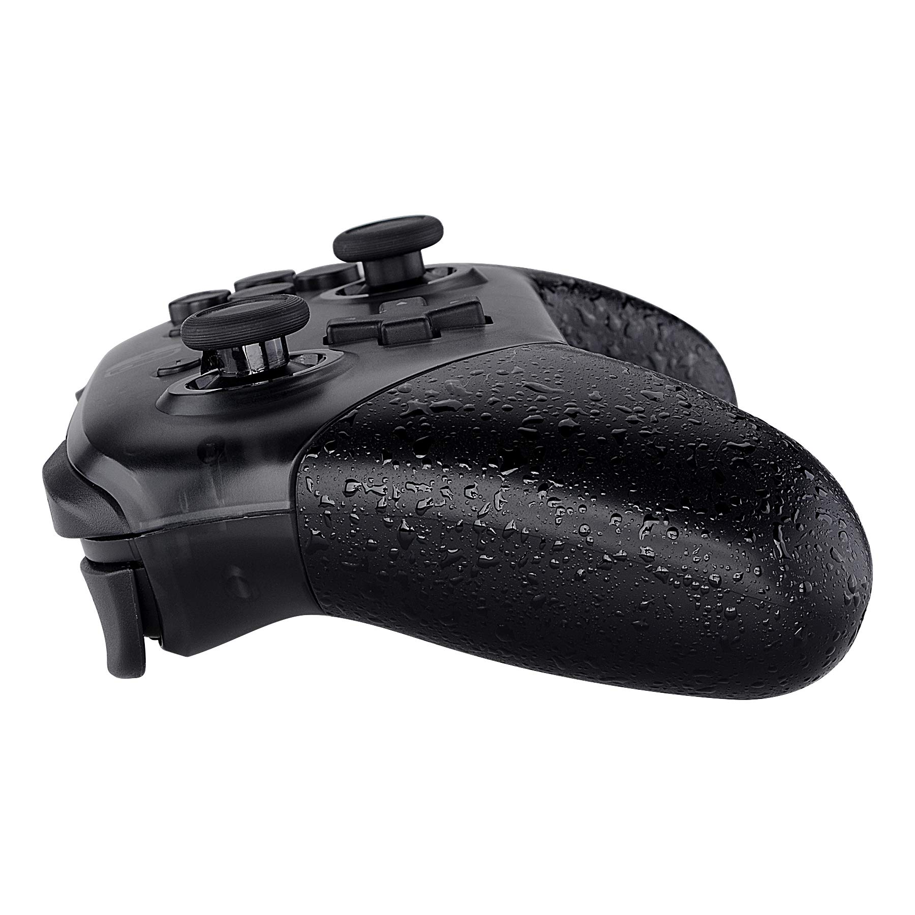 eXtremeRate Textured Black Replacement Handle Grips for Nintendo Switch Pro Controller, 3D Splashing DIY Hand Grip Shell for Nintendo Switch Pro - Controller NOT Included