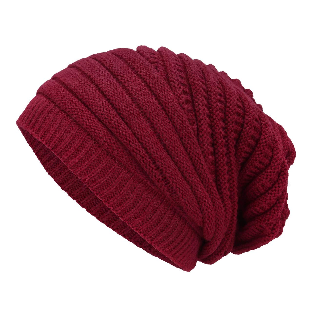 Ayliss Beanie Unisex Winter Cozy Cable Knit Hat for Women/Men (Burgundy)