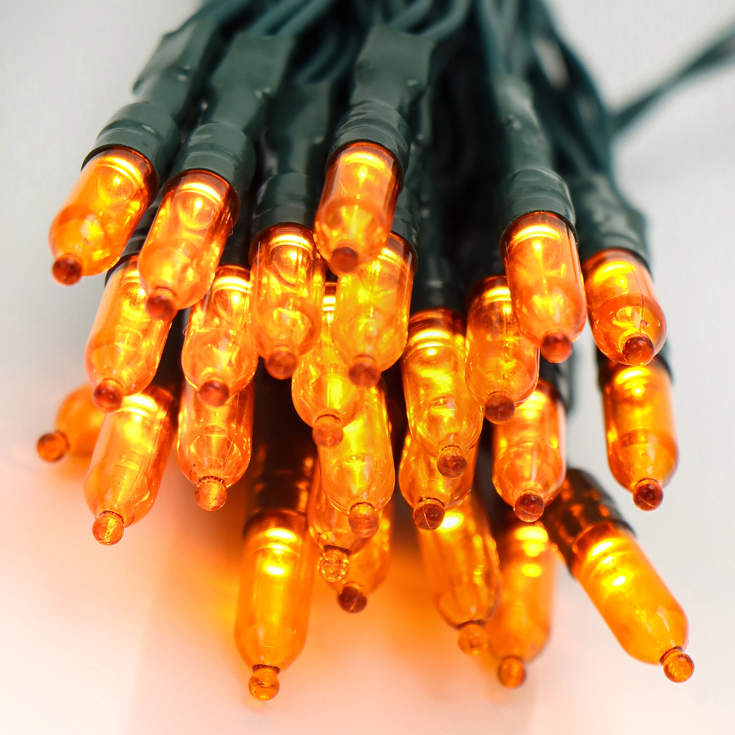 JOIEDOMI 100 (2x50) LED Halloween String Lights 32.6FT (2x16.3) Green Wire for Indoor Outdoor Holiday Décor Halloween Event Decoration, Tree, Eaves, Haunted House Theme Party (Orange)