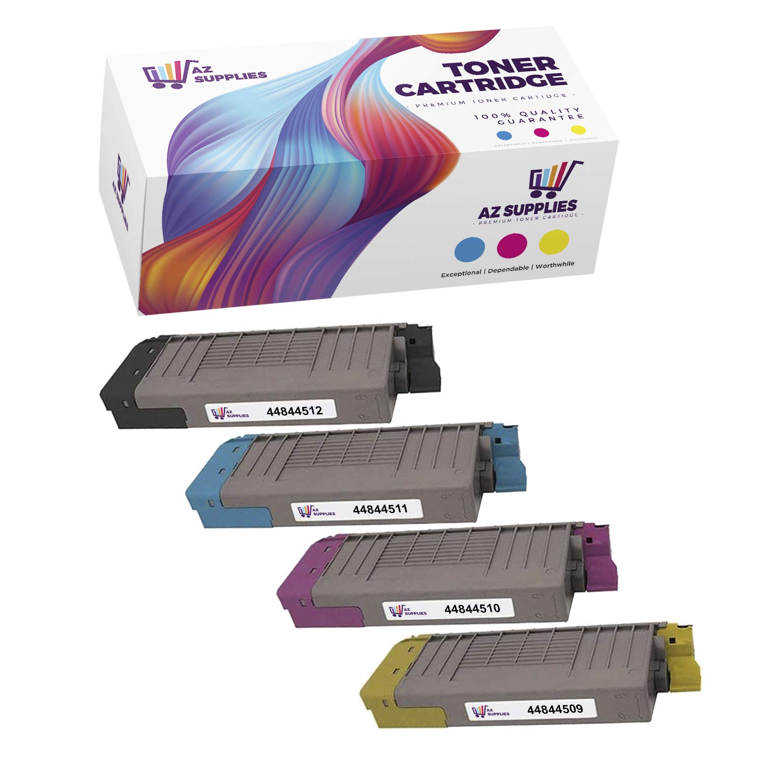 AZ SUPPLIES Compatible Toner Cartridge Replacement for Okidata Oki C831 44844512 44844511 44844510 44844509 C831dn C831n (Black, Cyan, Magenta, Yellow 4-Packs)