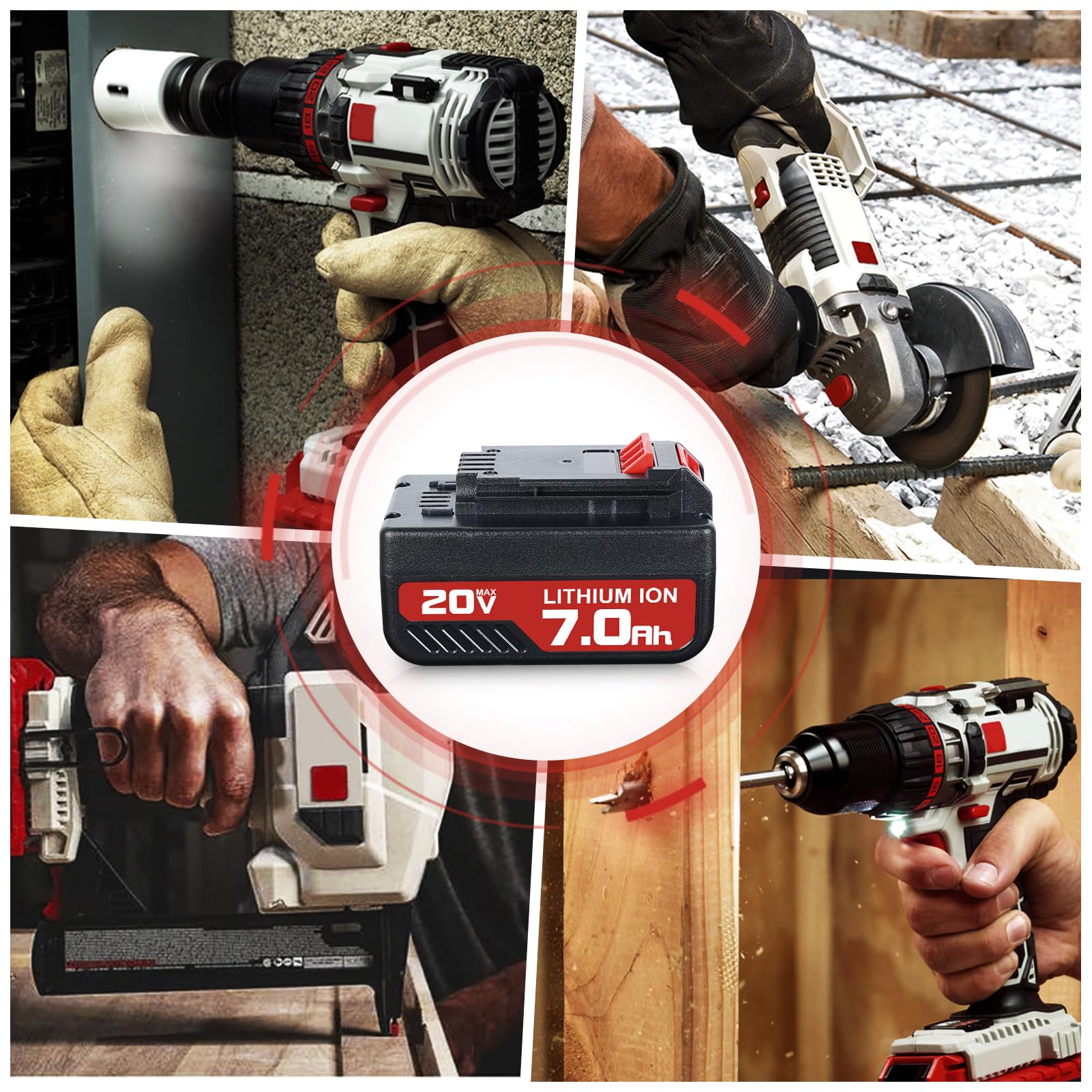 GROWFEAT 2Pack 7.0Ah Battery Replacement for Porter Cable 20V Battery + PCC692L Charger Replacement, Compatible with PCC685L PCC680L PCC682L PCC685LP for 20-Volt Lithium-ion Battery