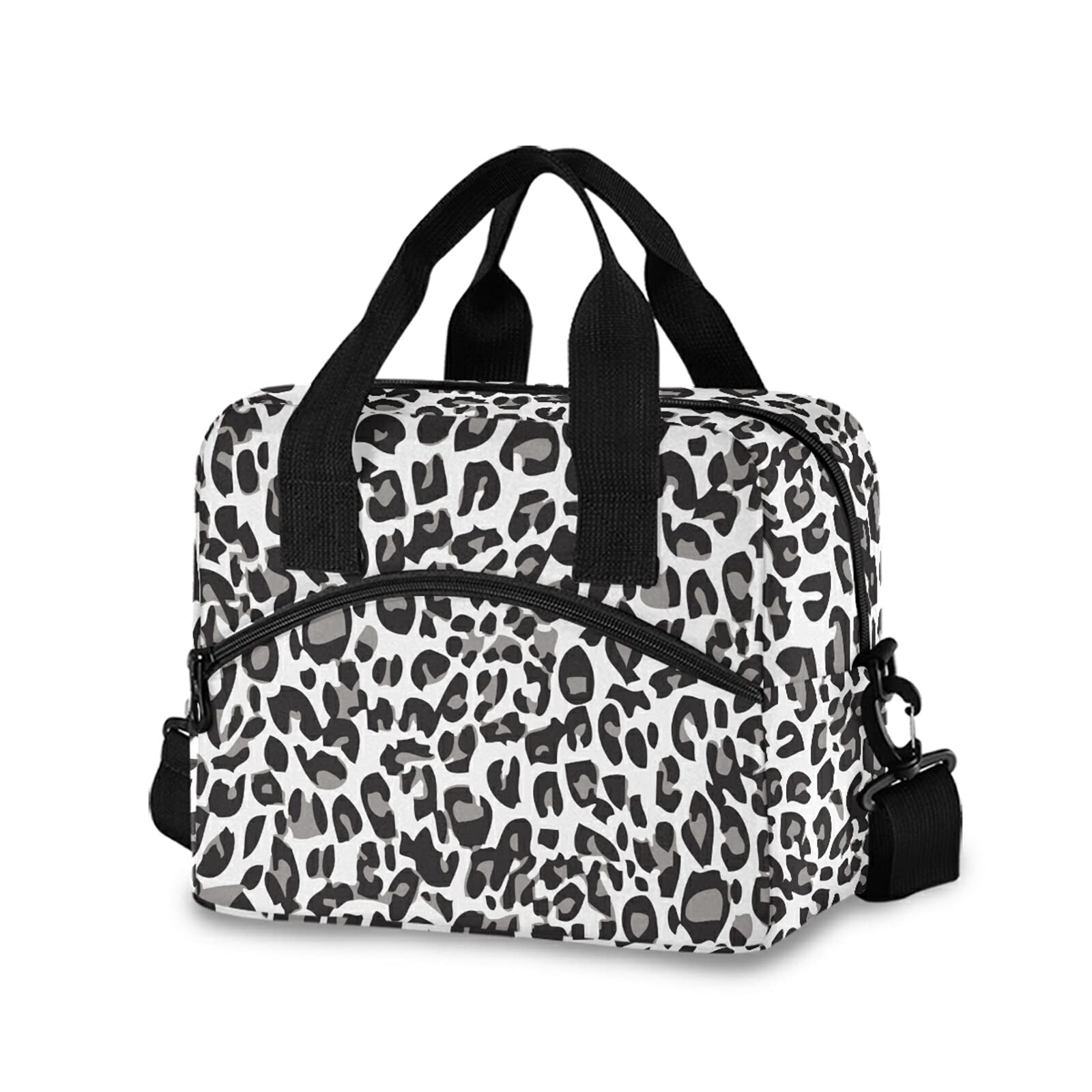 Black And White Leopard Lunch Tote Bags for Women Leakproof Lunch Bag lunch Box Lunch Cooler Bag(6te6b)