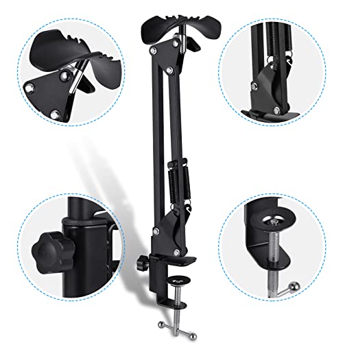 CLOOLC Headphone Stand for Desk - Adjustable Headphone Holder Desk - Space-Saving Headset Holder for Desk - Desk Headphone Hanger with 14in - Black