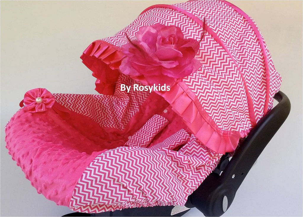 Rosy Kids Infant Carseat Canopy Cover 3 Pc Whole Caboodle Baby Car Seat Cover Kit Cotton C031100