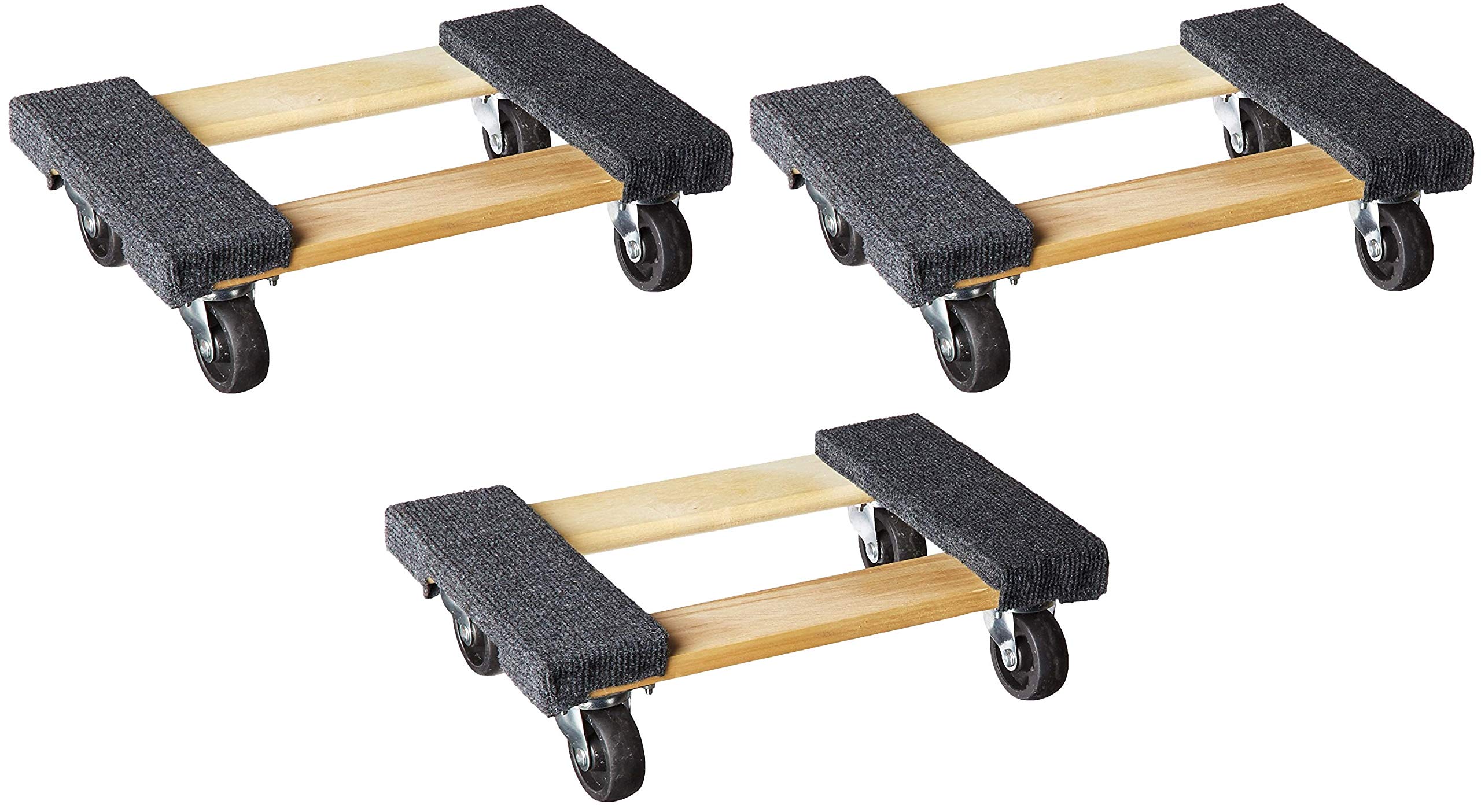 Haul Master 93888 Mover's Dolly 1000 lbs. Weight Capacity, 18" L x 12-1/4" W, 12-14", Grey/Hardwood (Pack of 3)