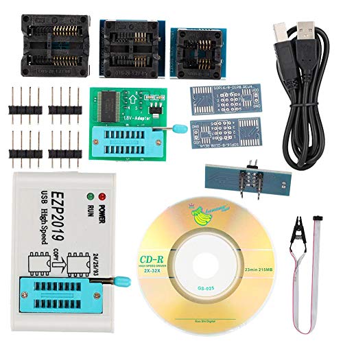 Automatically Identified Small High Speed USB SPI Programmer, Detected High Speed Programmer, ABS+Metal Easy to Carry for 25 Flash 93 EEPROM Block 24 EEPROM