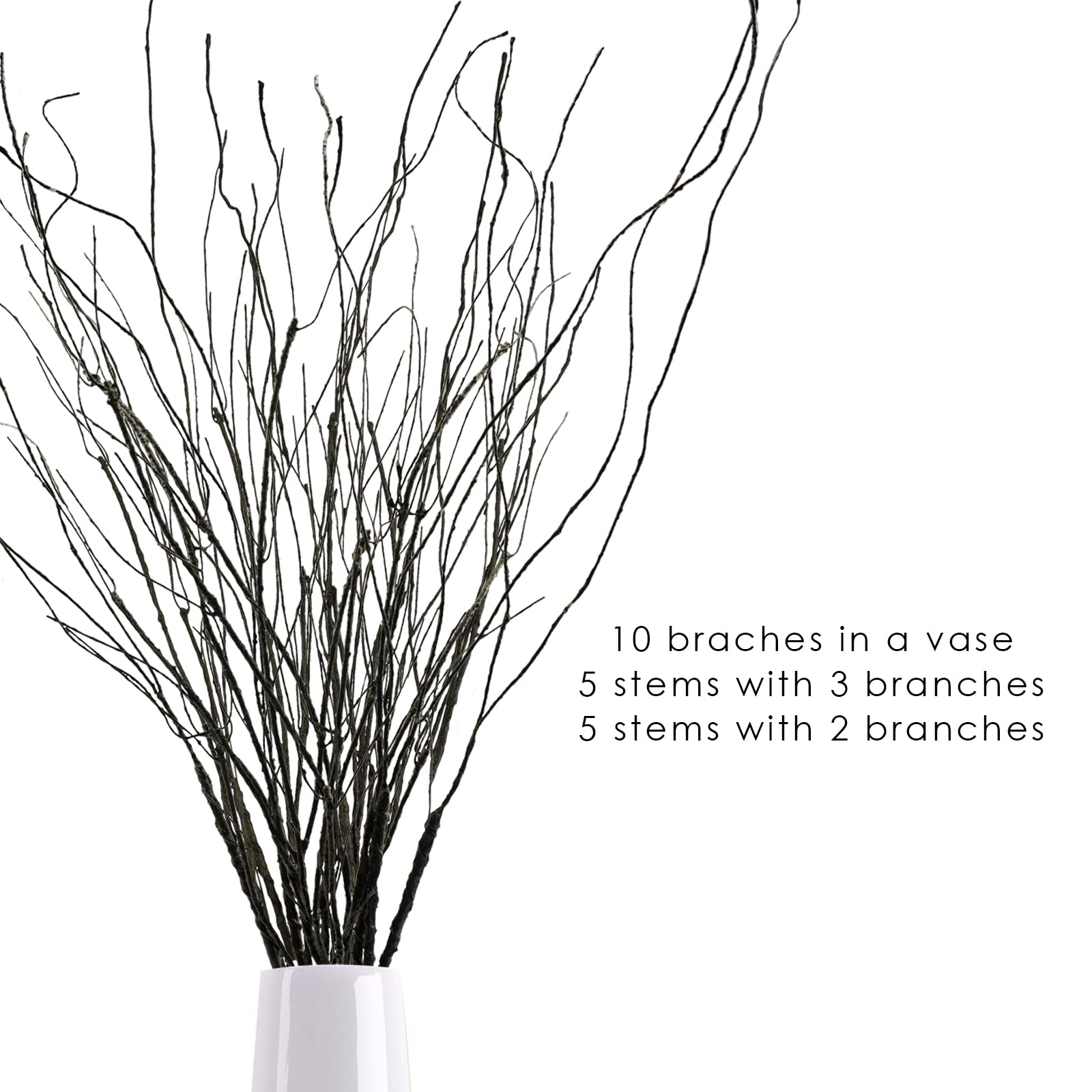 Ruidazon 10Pcs 30.7" Curly Willow Branches, Artificial Flowers Twigs Decorative Sticks Stem, Dry Bendable Tree Branches for DIY Craft Home Room Wedding Floor Vase Garden Farmhouse Decor