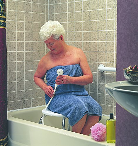 Carex Adjustable Bath and Shower Seat – Shower Stool - Aluminum Bath Seat - Shower Chair with Handle