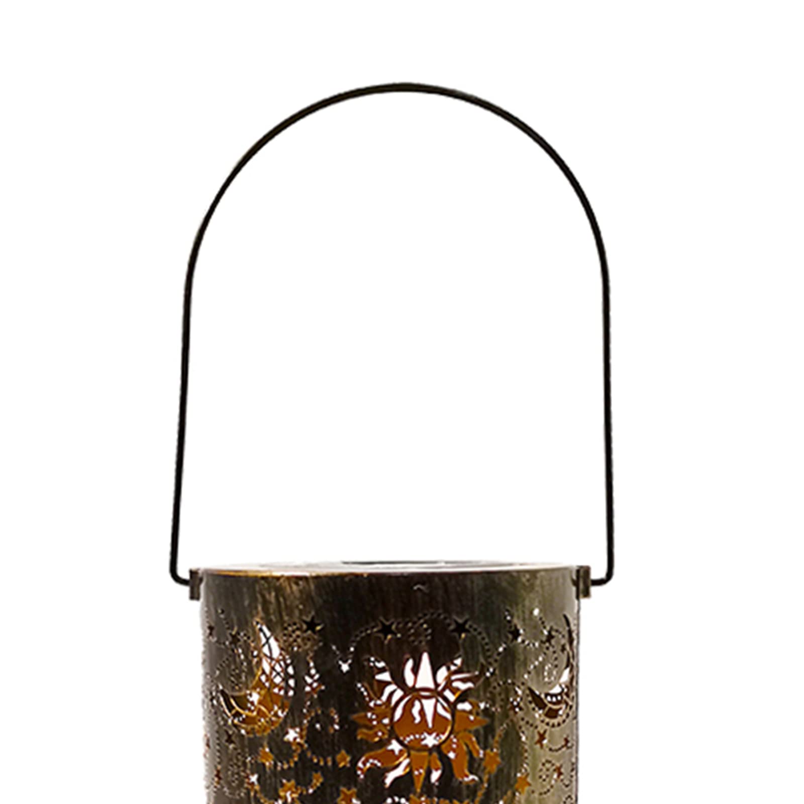 Ruiqas Solar Light Energy Saving Lamp Indoor Outdoor Hollow- Out Leaves Bucket Light Waterproof Lamp for Patio Garden Home Decoration