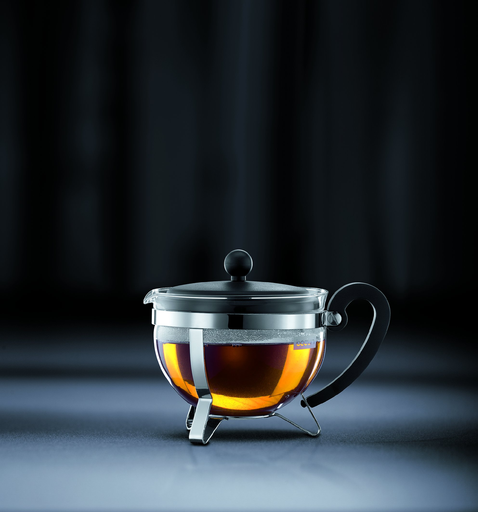 Bodum Darjeeling Large Tea Pot, Black Plastic Lid and Stainless Steel Frame, 1.3Litre, 44-Ounce