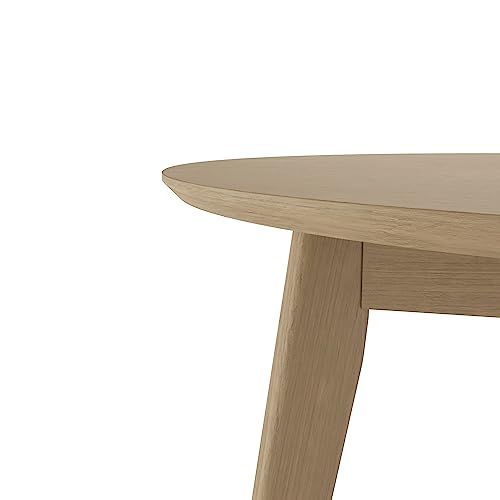 DAIVA CASA Orion Light 31 inch 3 Legs Round Table for 3 Person - Birch Solid Wood Kitchen & Dining Room Furniture - Mid Century Modern Scandinavian Style β Brown Table for Small Space