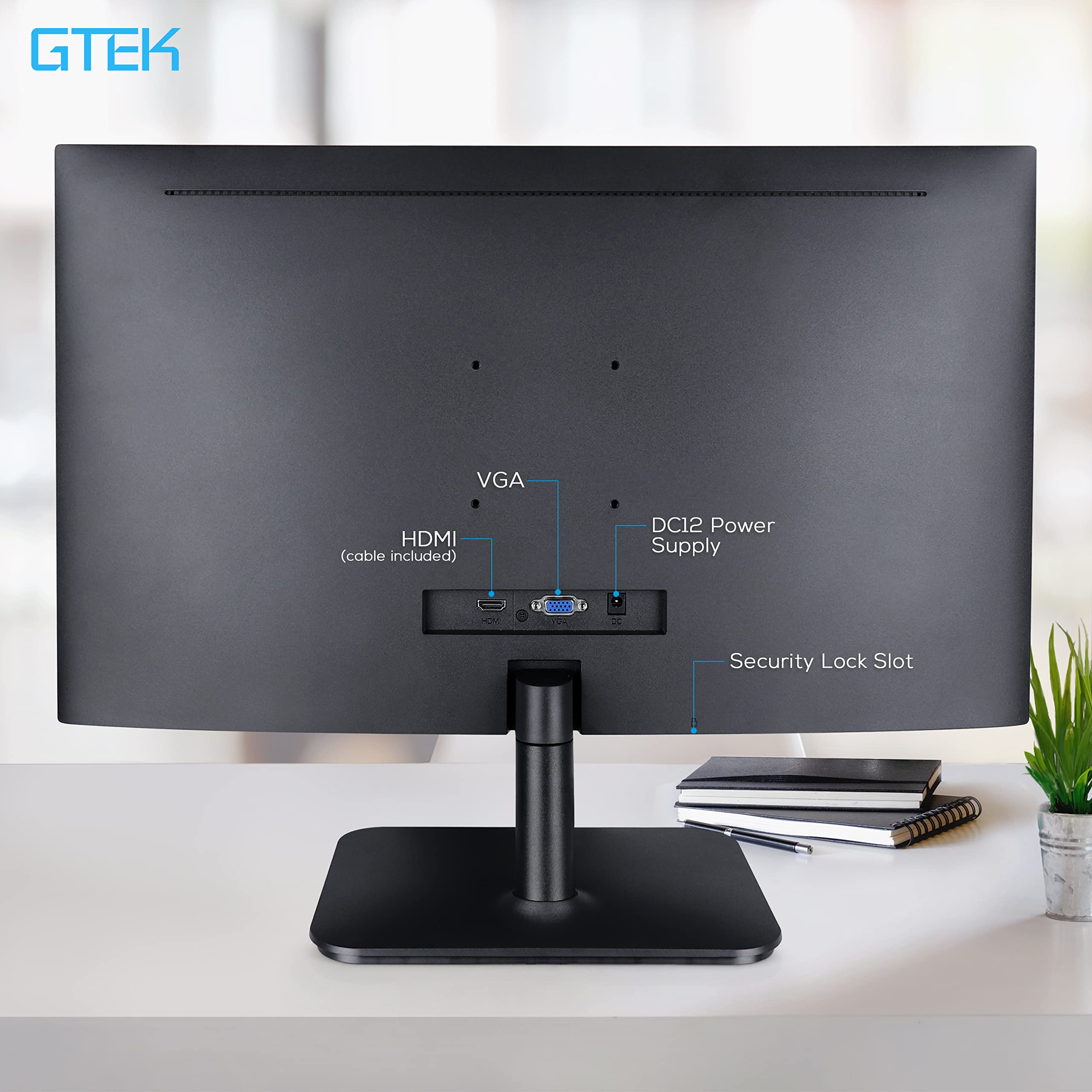 GTEK 24 Inch Frameless Computer Monitor, FHD 1080p LED Display, LCD Screen, HDMI VGA, 75Hz Refresh Rate, VESA Mountable, Low-Blue Light PC Monitor for Office Work - F2407V