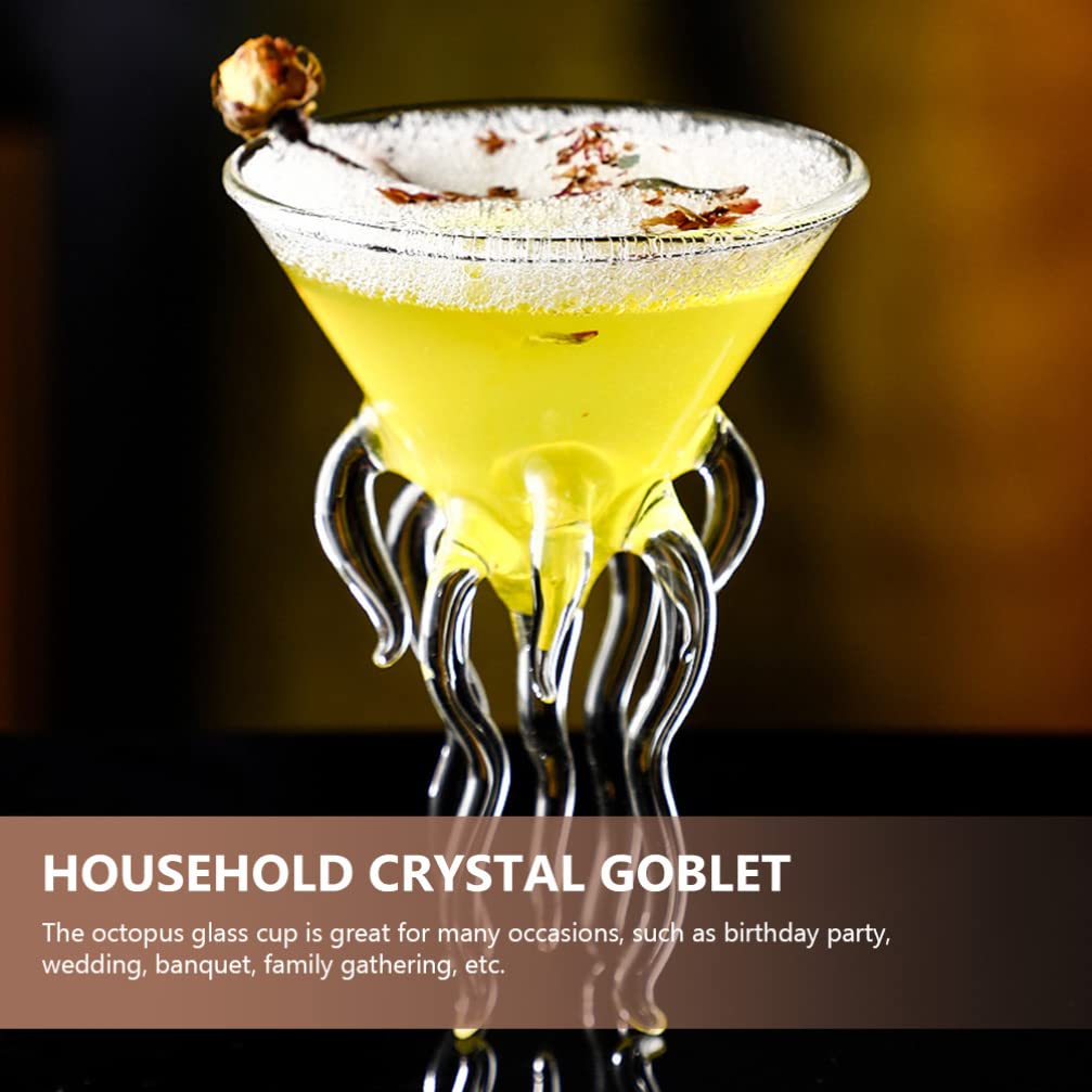 Cabilock Cocktail Glass Goblet Octopus Glass Wine Cups Party Drinking Cups Exquisite Martini Glasses Novelty Drink Cup for Party Bar