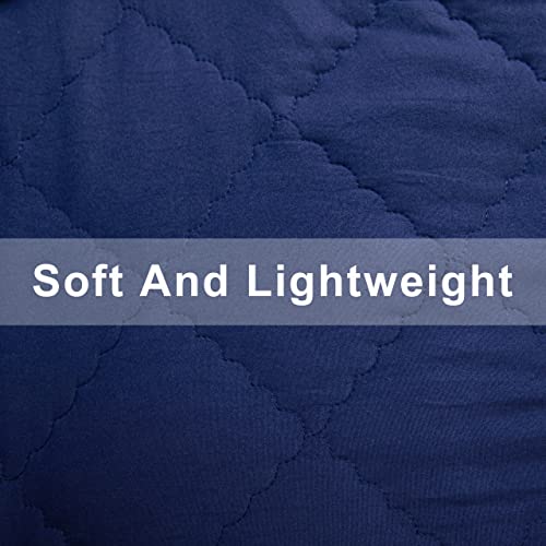 FLXXIE 4 Pieces Microfiber Toddler Bedding Set, Super Soft and Breathable Crib Sheet Set, Includes Quilted Comforter, Flat Top Sheet, Fitted Sheet, Envelope Pillow Case for Boys and Girls, Navy Blue