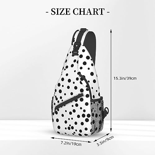 Black And White Polka Dot Bag Crossbody Travel Hiking Bags Mini Chest Backpack Casual Shoulder Daypack For Women Men Lightweight