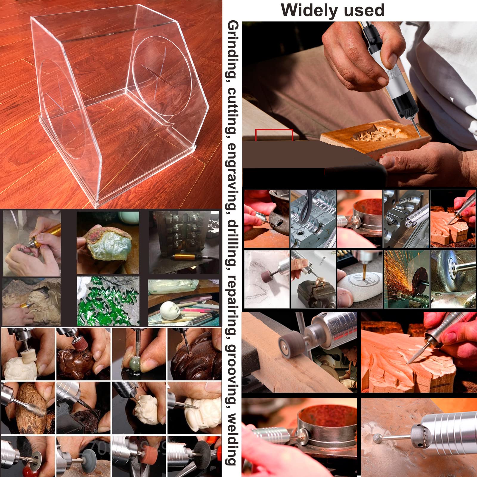 Dust Cover Fully Enclosed Electric Grinding Table Polisher Dust Box, Small Acrylic Transparent Dust Box on The Table for Prevent dust from Flying Away During Grinding Operation