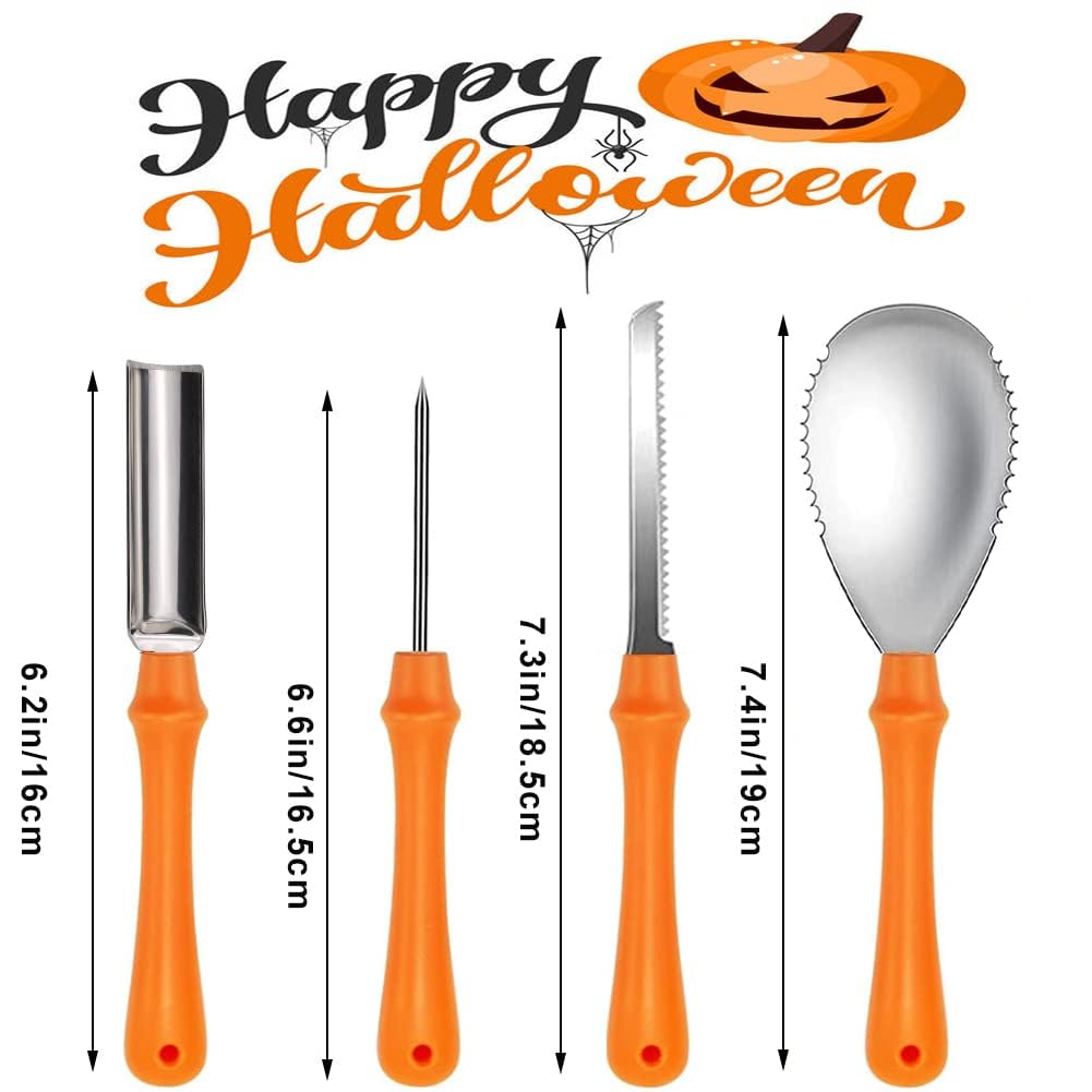 QJIUBA Halloween Pumpkin Carving Kit,Professional Stainless Steel Pumpkin Carving tools,Safe and Easy Bulk Pumpkin Carving Kit for Kids Adults,Family Decorations DIY Carving Gift(10PACS