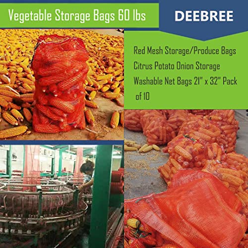 Deebree Extra Large Mesh Storage Produce Bags Reusable Vegetable Storage Bags 60 lbs Onion Storage Washable Net Bags 21β x 32β Pack of 10