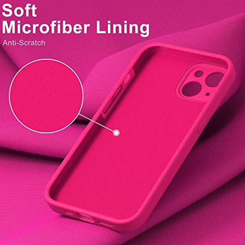 DEENAKIN Compatible with iPhone 14 Case with Screen Protector - Silky Silicone - Enhanced Camera Cover - 16ft Drop Tested - Slim Fit Protective Phone Case for Men Women Girls 6.1" - Hot Pink