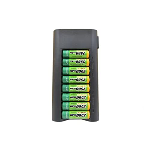 CANNOA 5 Rechargeable Batteries 2500 MAh 8 Smart Fast Charger Kit for 8 Chargers Rechargeable Battery