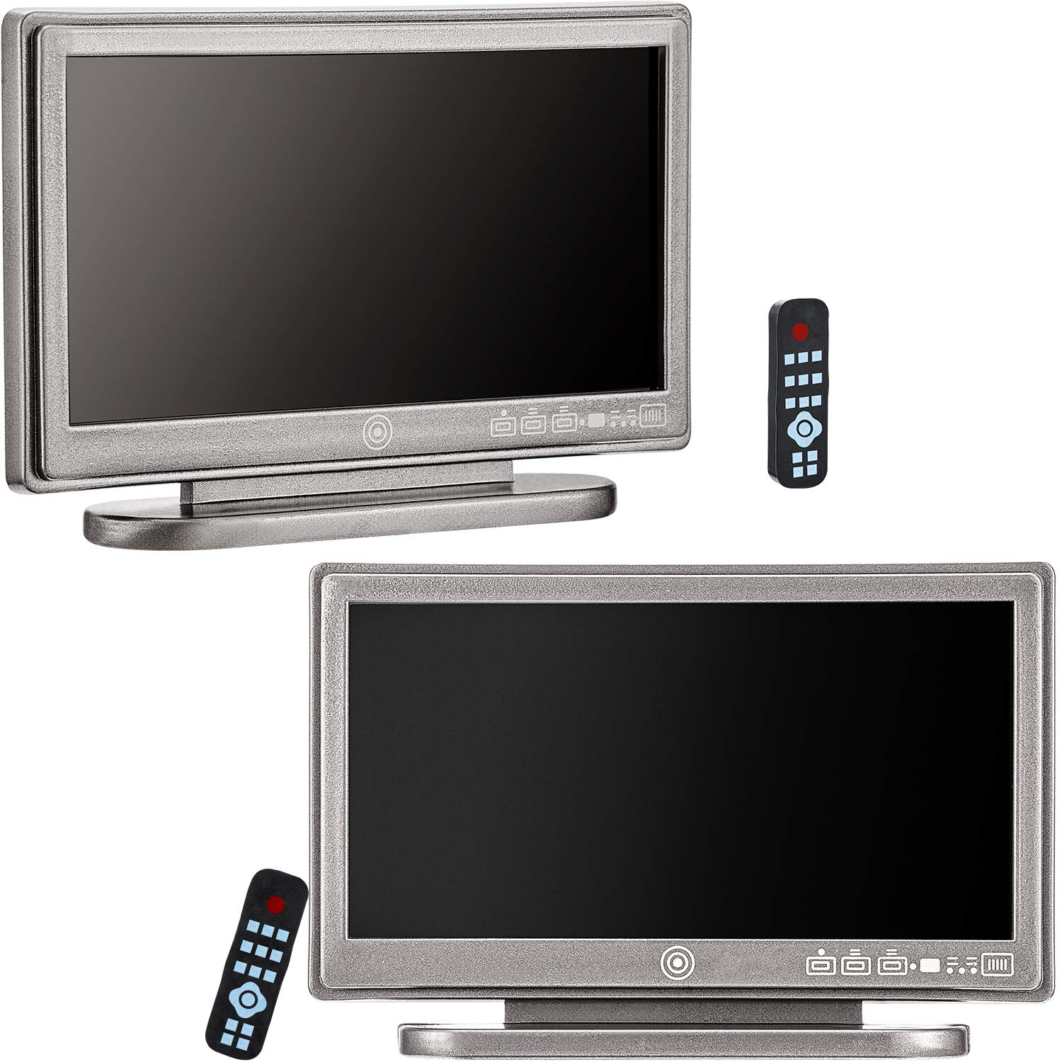 Skylety 2 Pieces 1:12 Miniature TV Television with Remote Control Dollhouse Television Dollhouse Mini Furniture Model Dollhouse Decoration Accessories