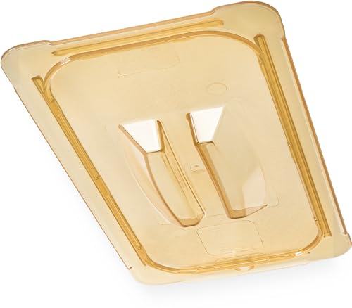 Carlisle FoodService Products Storplus 1/3 Size High Heat Food Pan Lid with Molded Handle for Catering, Buffets, Restaurants, High Heat Plastic, Amber