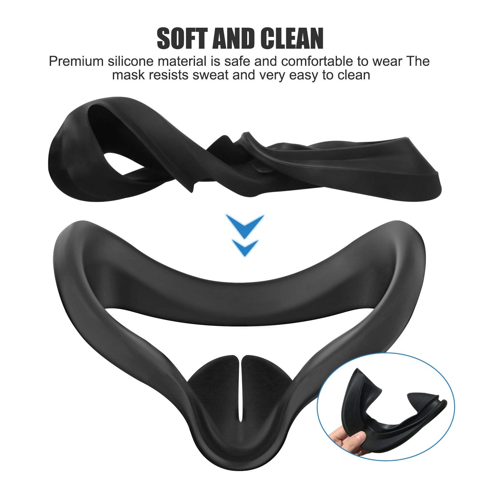 Eyglo VR Face Silicone Cover for Oculus Quest 2 Face Pad Cushion,Sweatproof Washable Light Blocking Meta Quest 2 Accessories (Black)
