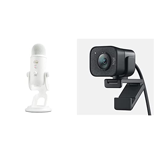 Blue Yeti USB Microphone for PC, Mac, Gaming, Recording, Streaming, and Podcasting + Logitech StreamCam for Streaming and Content Creation, Full HD 1080p 60 fps, Smart Auto-Focus- PC/Mac - Whiteout