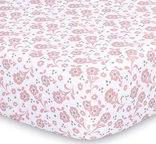 The Peanutshell Bella Crib Bedding Set for Baby Girls - 3 Piece Nursery Set - Crib Quilt, Fitted Crib Sheet, Dust Ruffle