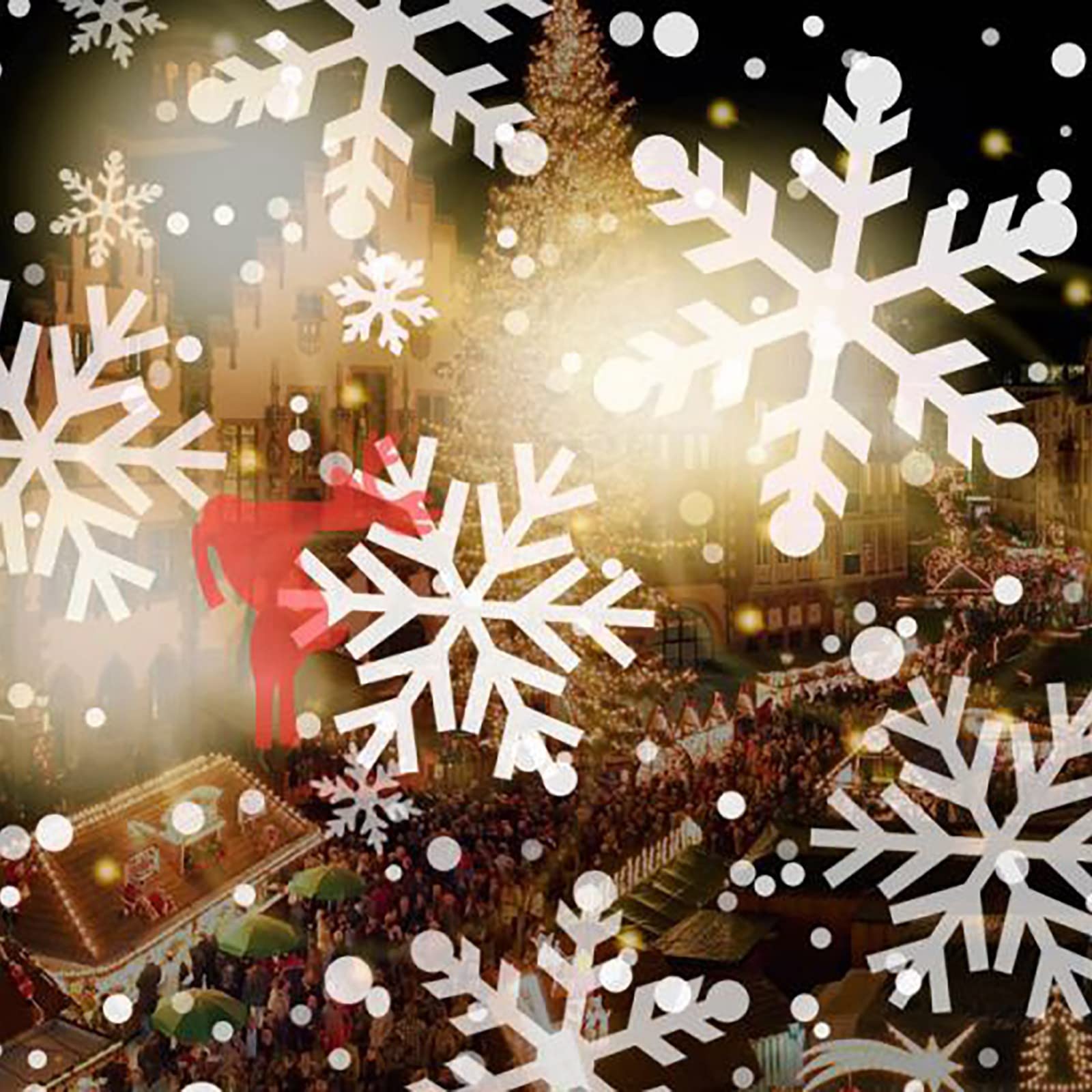 S5E5X Christmas Light Snowflake Projector, HD Waterproof Moving Patterns Rotating LED Projection Lamp for Christmas Party Decorations, Landscape Light for Home Outdoor Garden Courtyard Wall (Black)