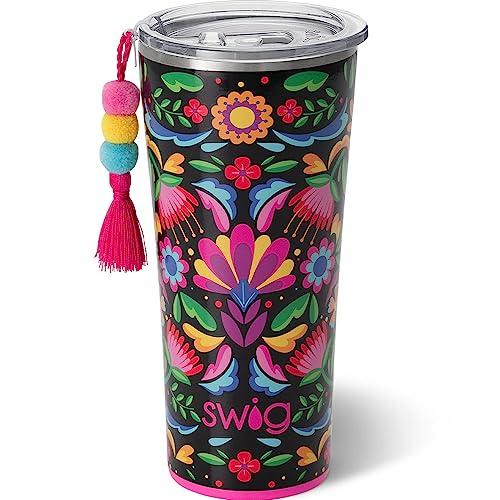 Swig Life 22oz Insulated Tumbler, Travel Coffee Tumbler with Lid, Cup Holder Friendly Travel Coffee Mug, Stainless Steel Thermos, 22 oz Tumbler, Reusable Insulated Coffee Mug with Lid (Caliente)